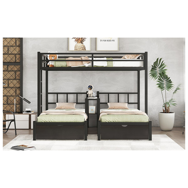 Isabelle & Max™ FULL XL Over Twin & Twin Triple Bunk Bed With Drawers, Multi-Functional Metal ...